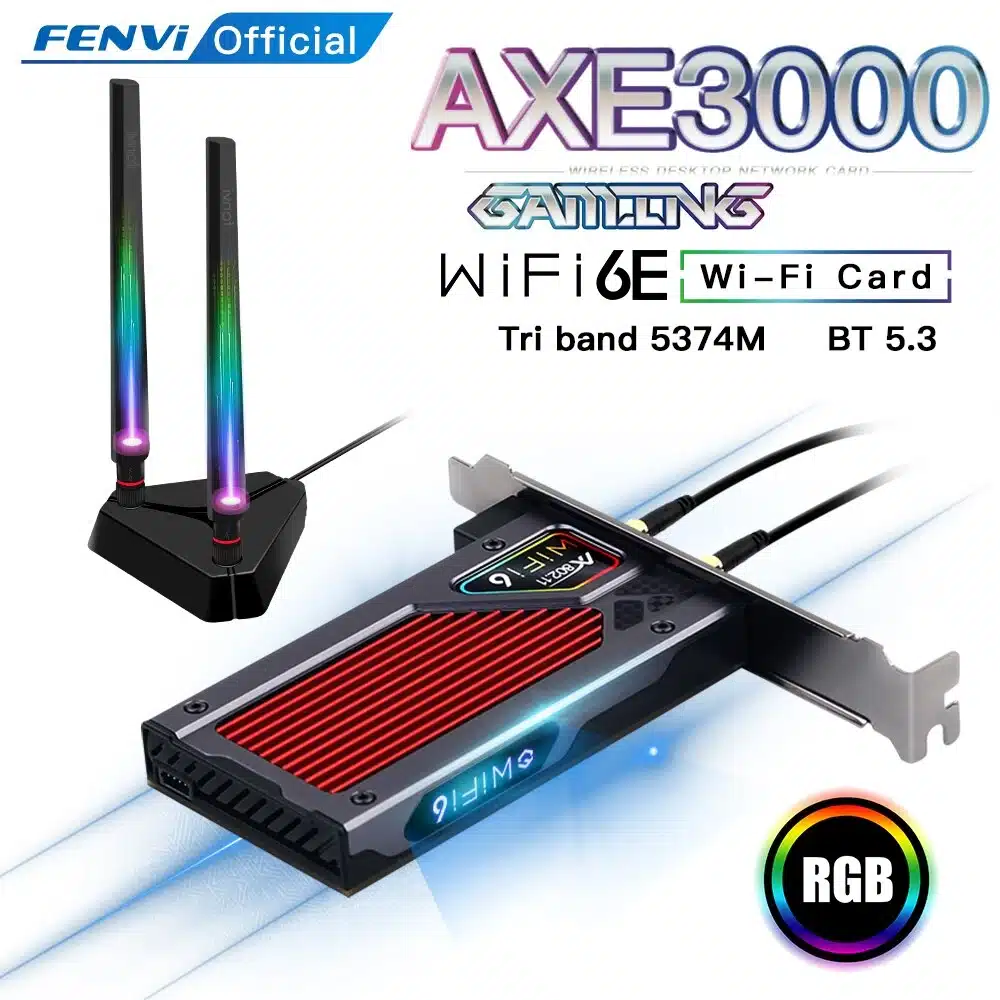 Fenvi AXE3000 6E Wi-Fi & Bluetooth 5.3 PCI Express Wi-Fi Card - RGB ...